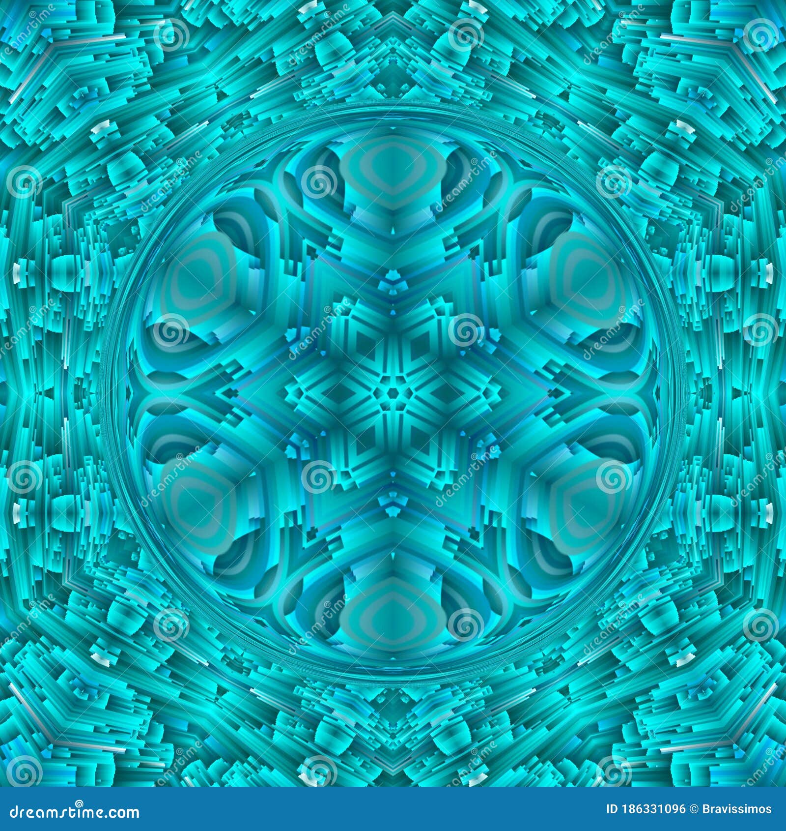 Abstract Blue Ice Pattern Symmetry. Seamless Kaleidoscope Stock ...