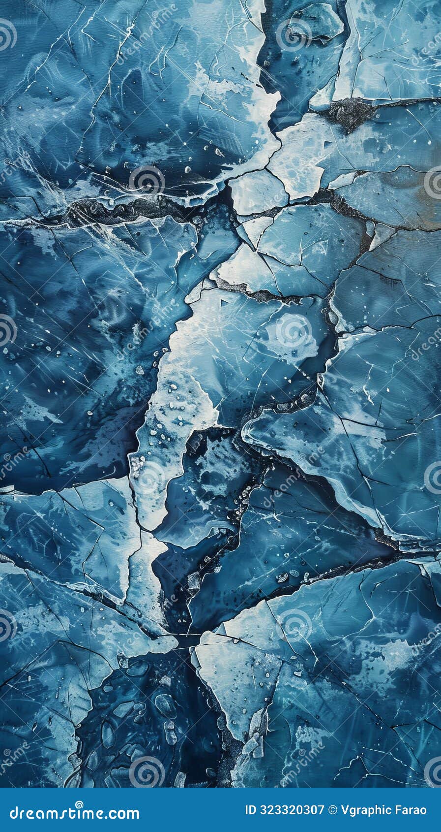 Abstract Blue Ice Texture with Cracks and Patterns, Winter Concept ...