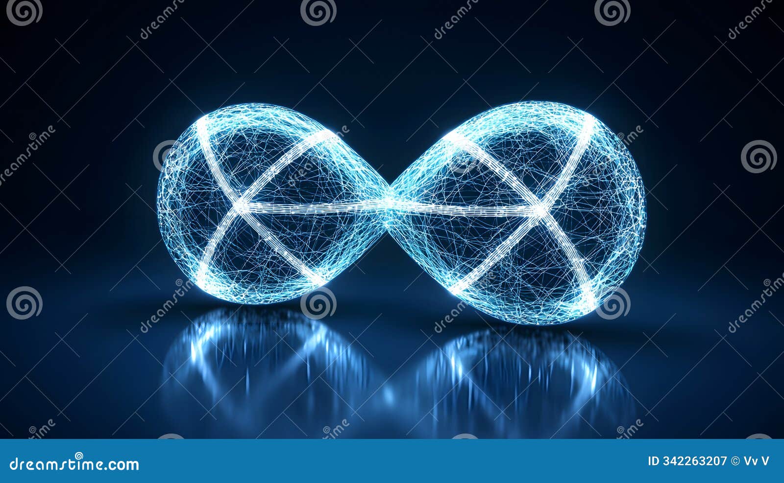 Abstract Blue Infinity Symbol on Dark Background Stock Illustration ...