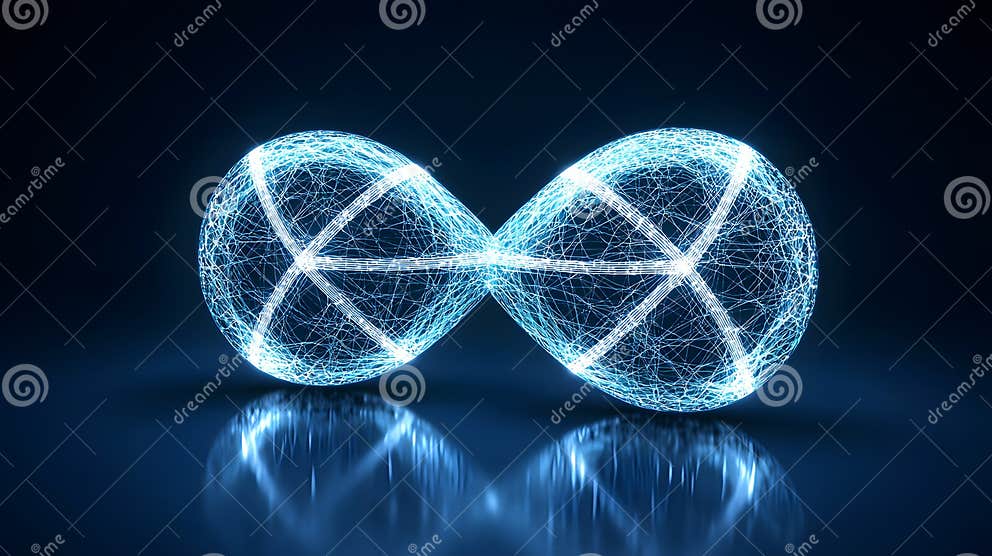 Abstract Blue Infinity Symbol on Dark Background Stock Illustration ...