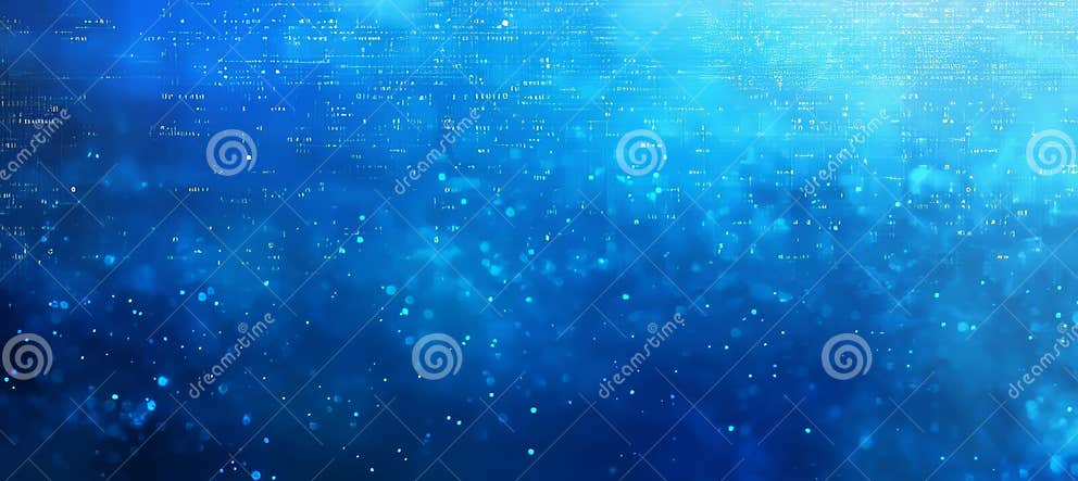 Abstract Blue Information Technology Background with Binary Code and Glowing Particles Stock ...