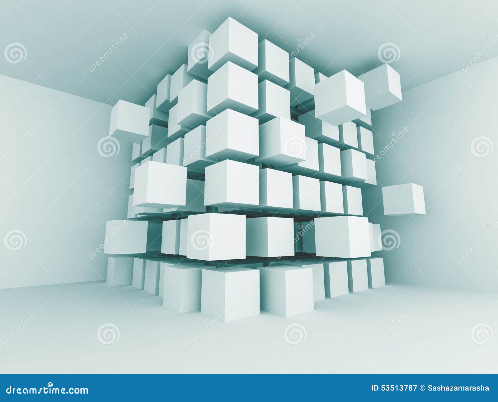 Abstract Blue Interior Blocks Design Background Stock Illustration ...