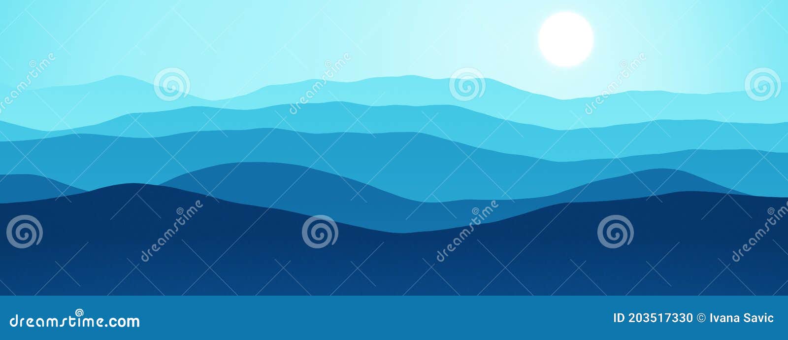 Abstract Blue Landscape Background in Gradient Mountains Stock ...