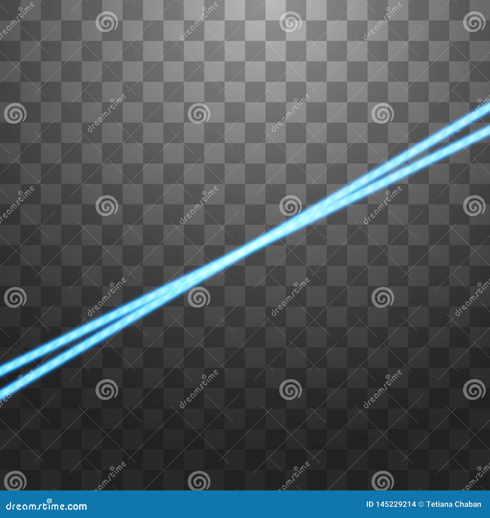 Abstract Blue Laser Beam. Isolated on Transparent Black Background ...