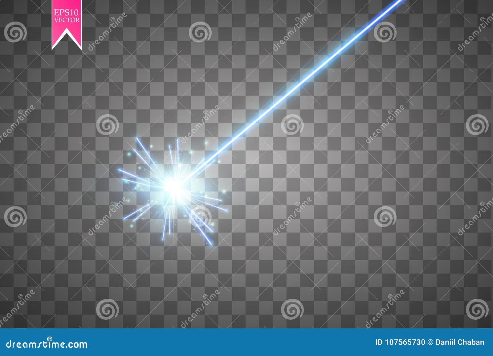 Abstract Blue Laser Beam. Isolated on Transparent Black Background ...