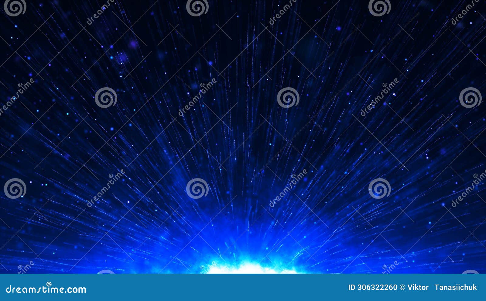Abstract Blue LED Background with Rays and Motion Dots. Abstract ...