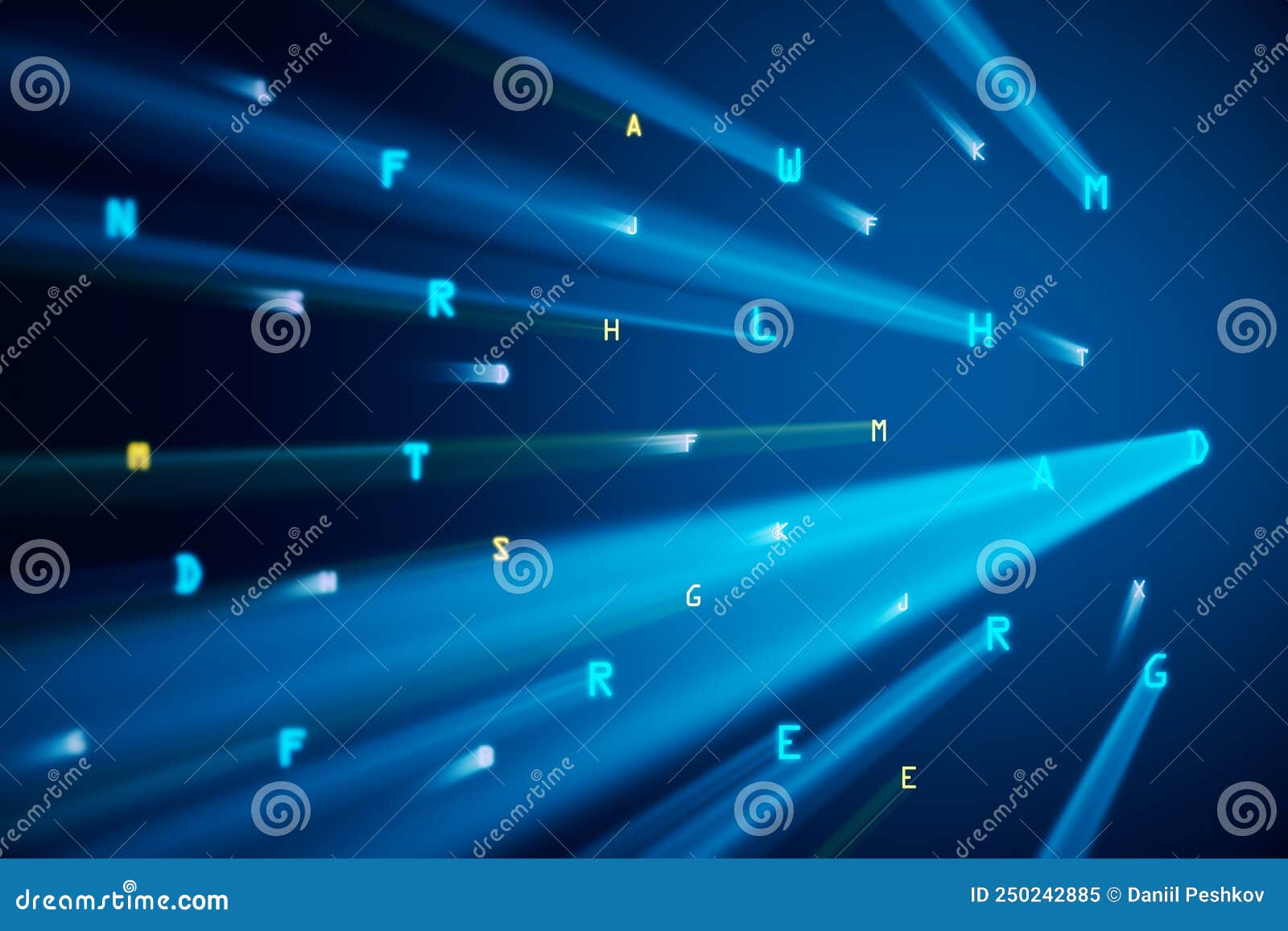 Abstract Blue Letter Alphabet Wallpaper with Light Rays. Digital ...