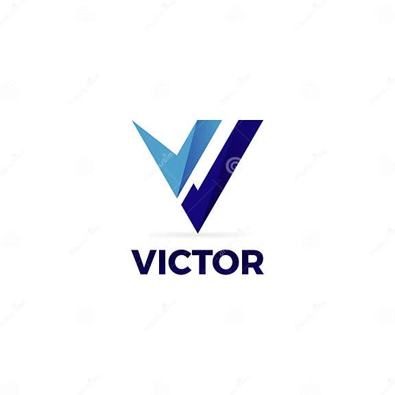Abstract Blue Letter V Logo Template Stock Illustration - Illustration ...
