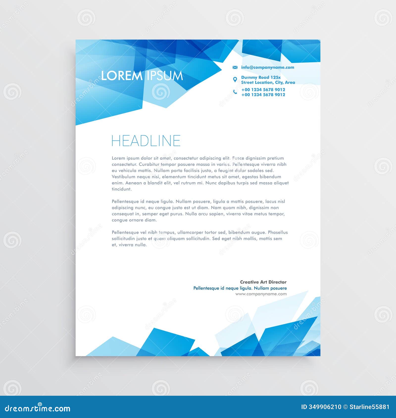 Abstract Blue Letterhead Design Template Stock Vector - Illustration of ...