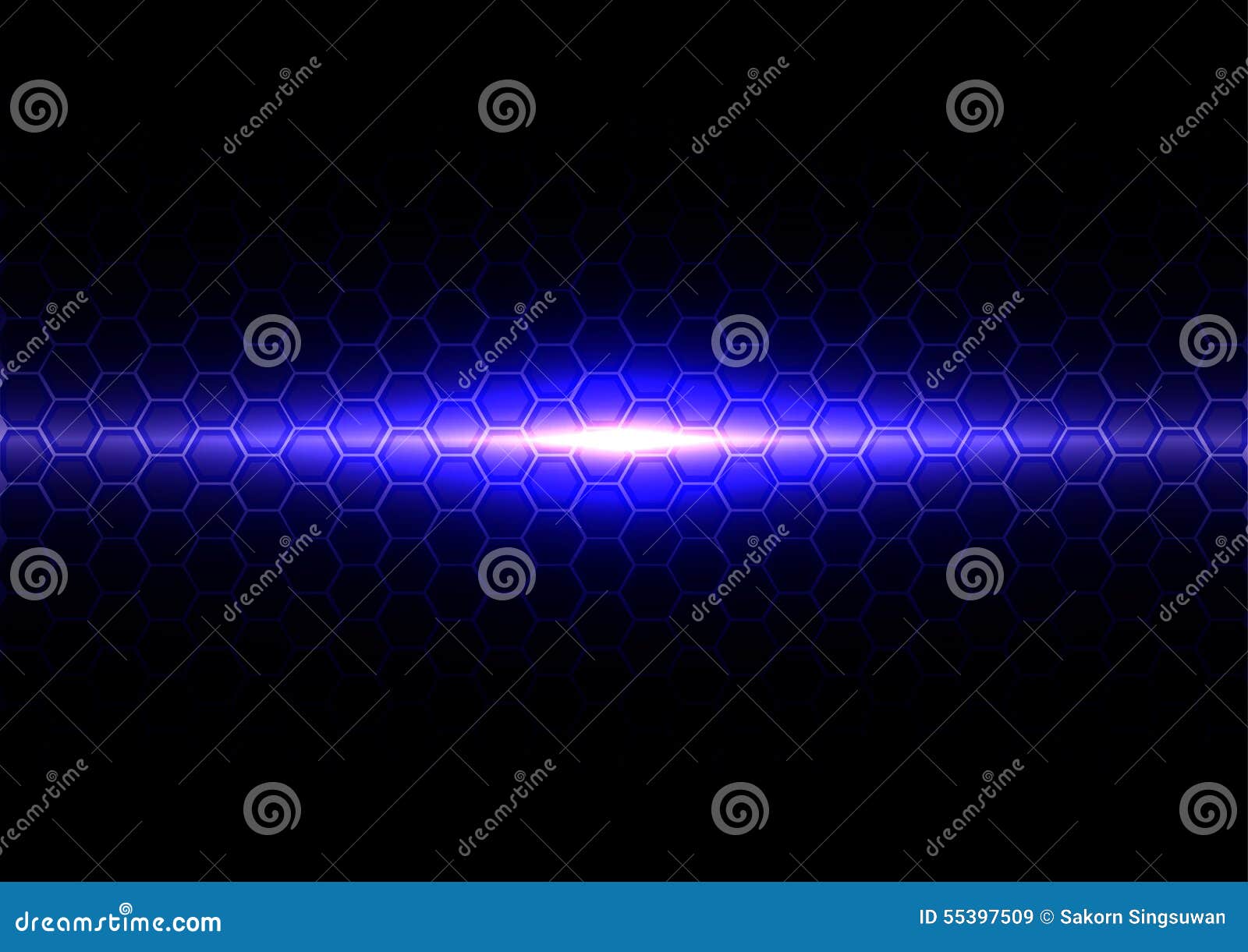 Abstract Blue Light with Hex Pattern Effect Stock Vector - Illustration ...