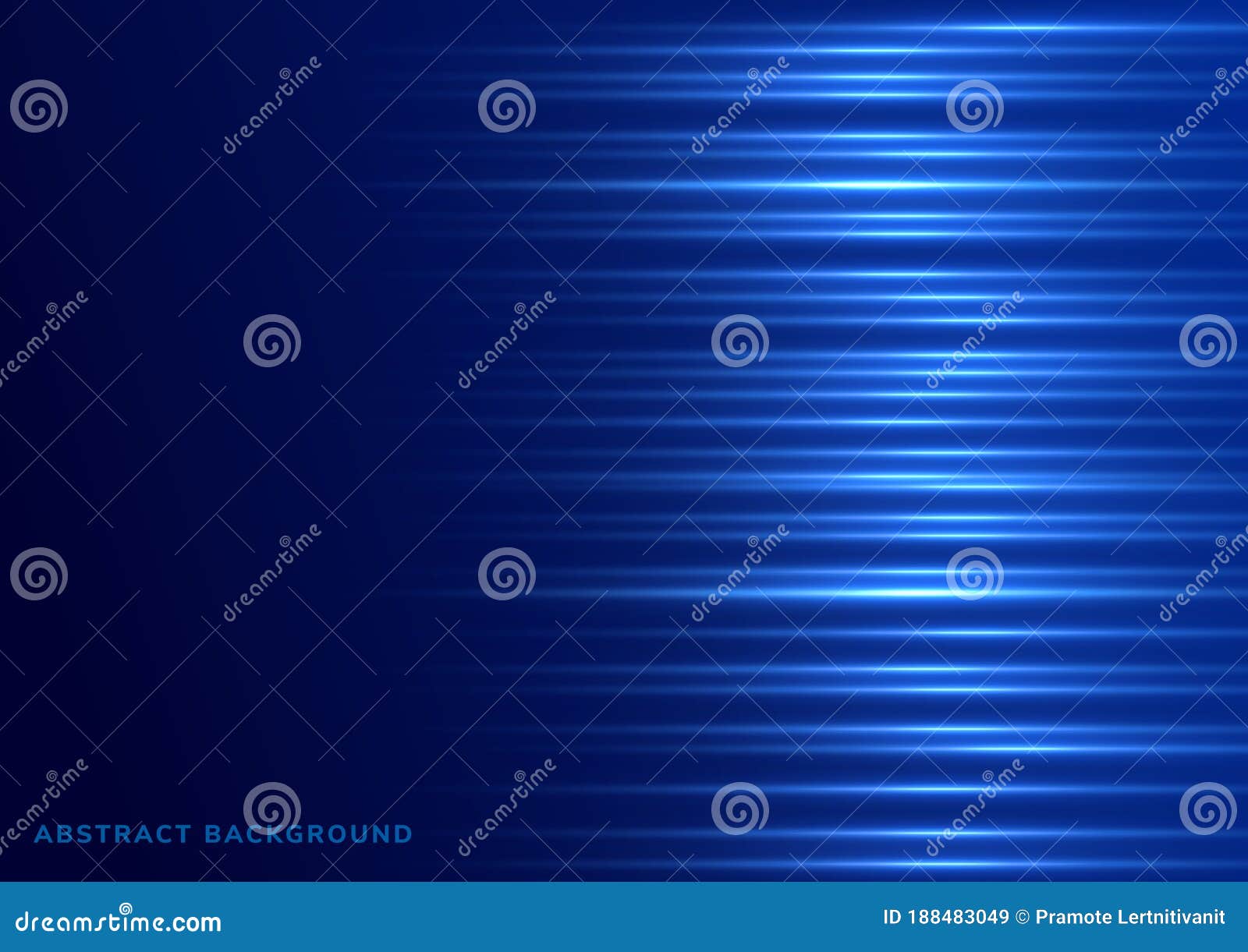 Abstract Blue Light Horizontal on Blue Background. Technology Concept ...