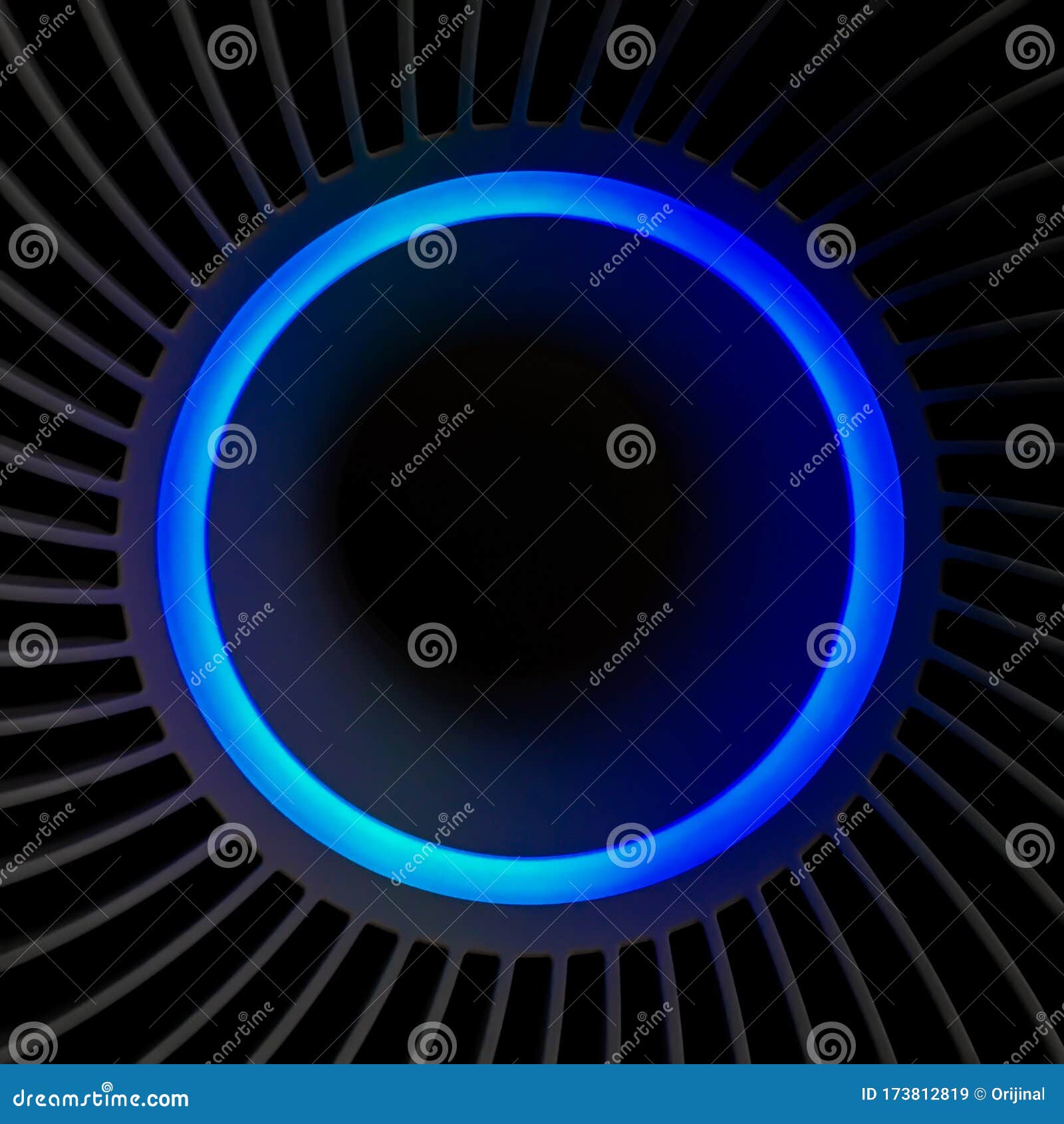 Abstract Blue Light Ring, Blue Light Circle Image on a Black Background ...