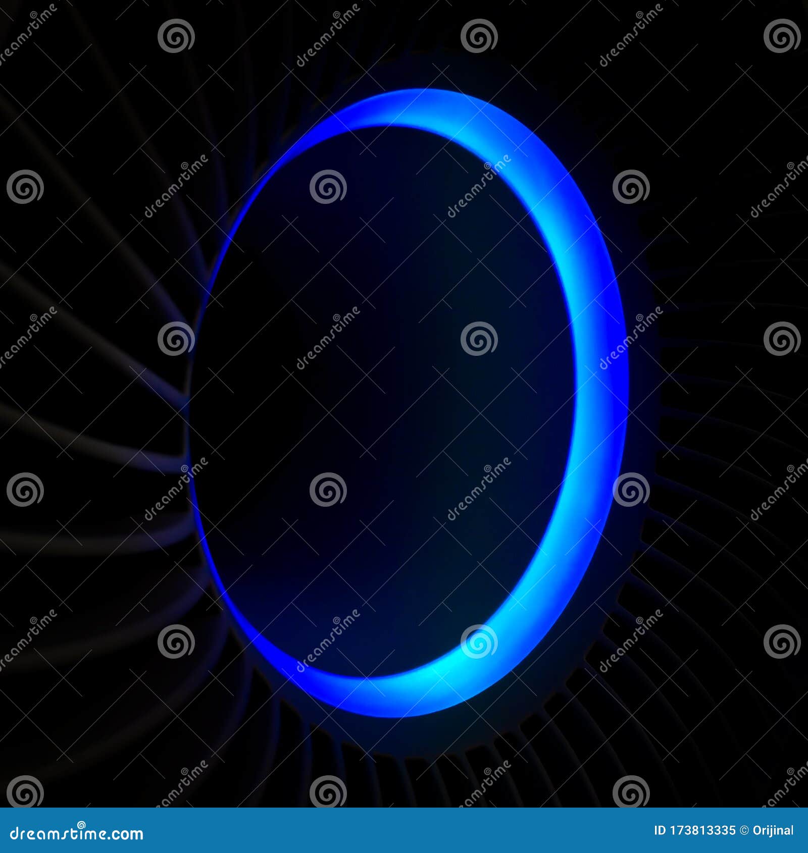 Abstract Blue Light Ring, Blue Light Circle Image on a Black Background ...