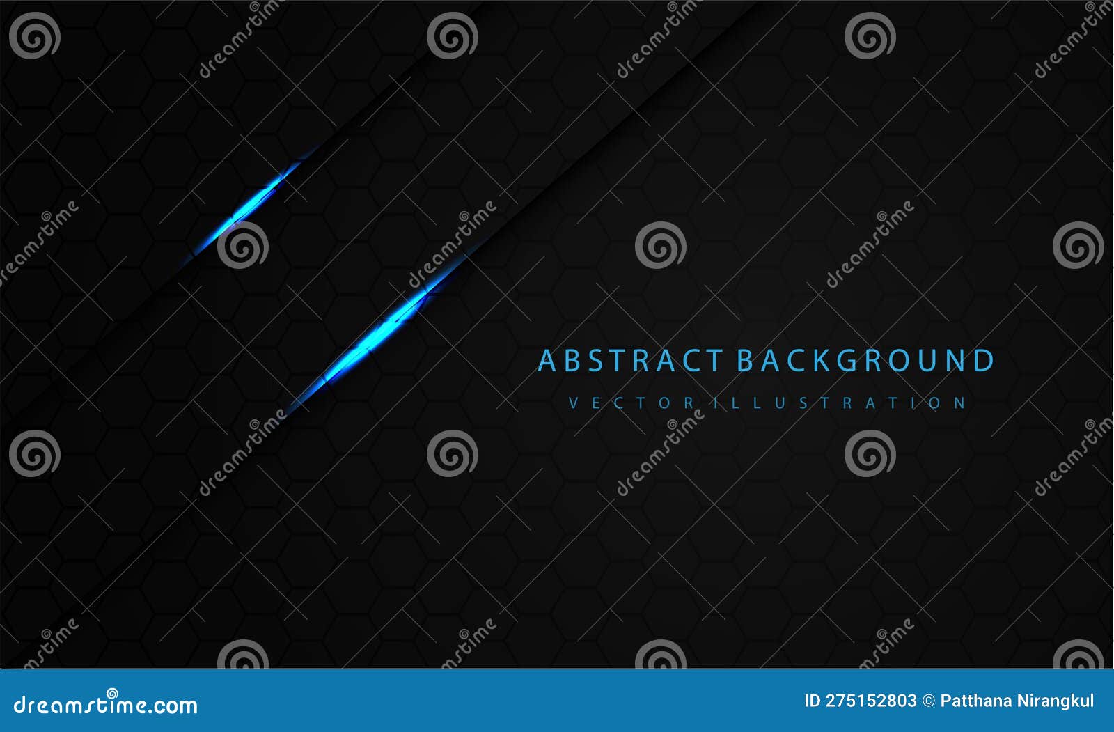 Abstract Blue Light Shadow Slash on Dark Grey Black Hexagon Mesh ...