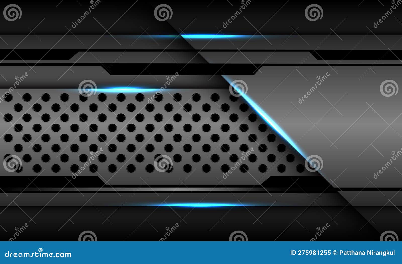 Abstract Blue Light Silver Black Cyber Circle Mesh Geometric Futuristic ...