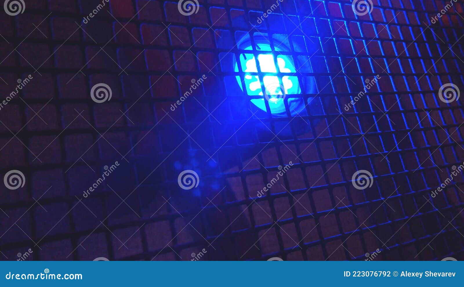 Abstract Blue Light Source through a Small Grid Stock Photo - Image of ...