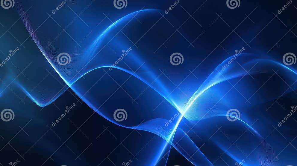 Abstract Blue Light Waves on a Dark Background Stock Illustration ...