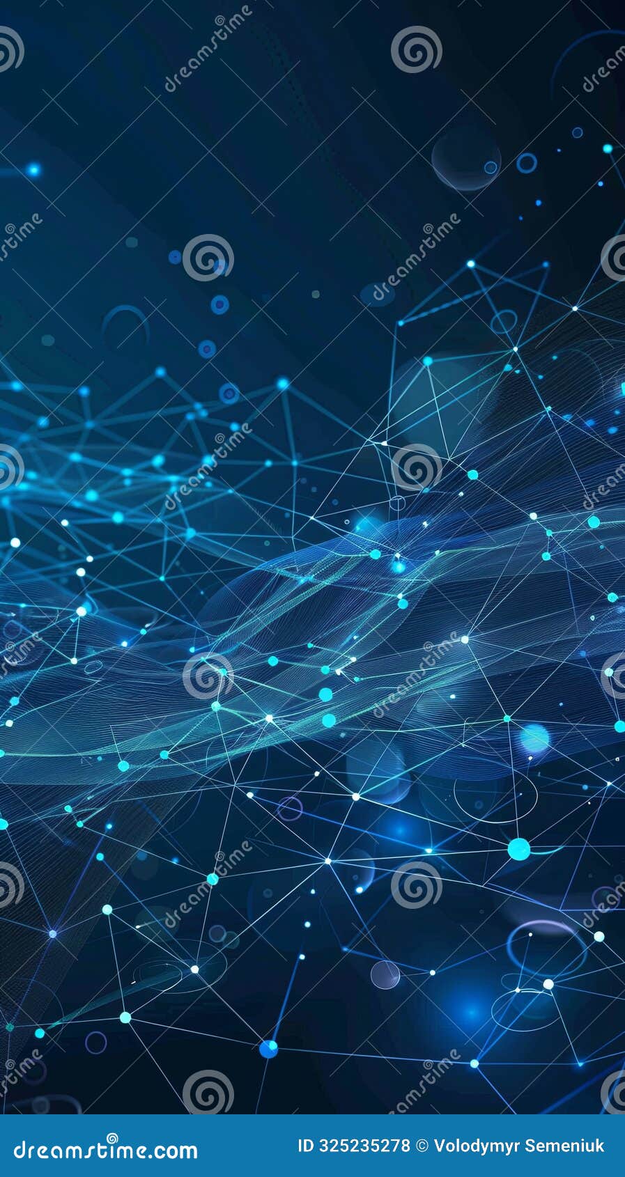 Abstract Blue Light Waves and Digital Nodes Illustrating Technology ...