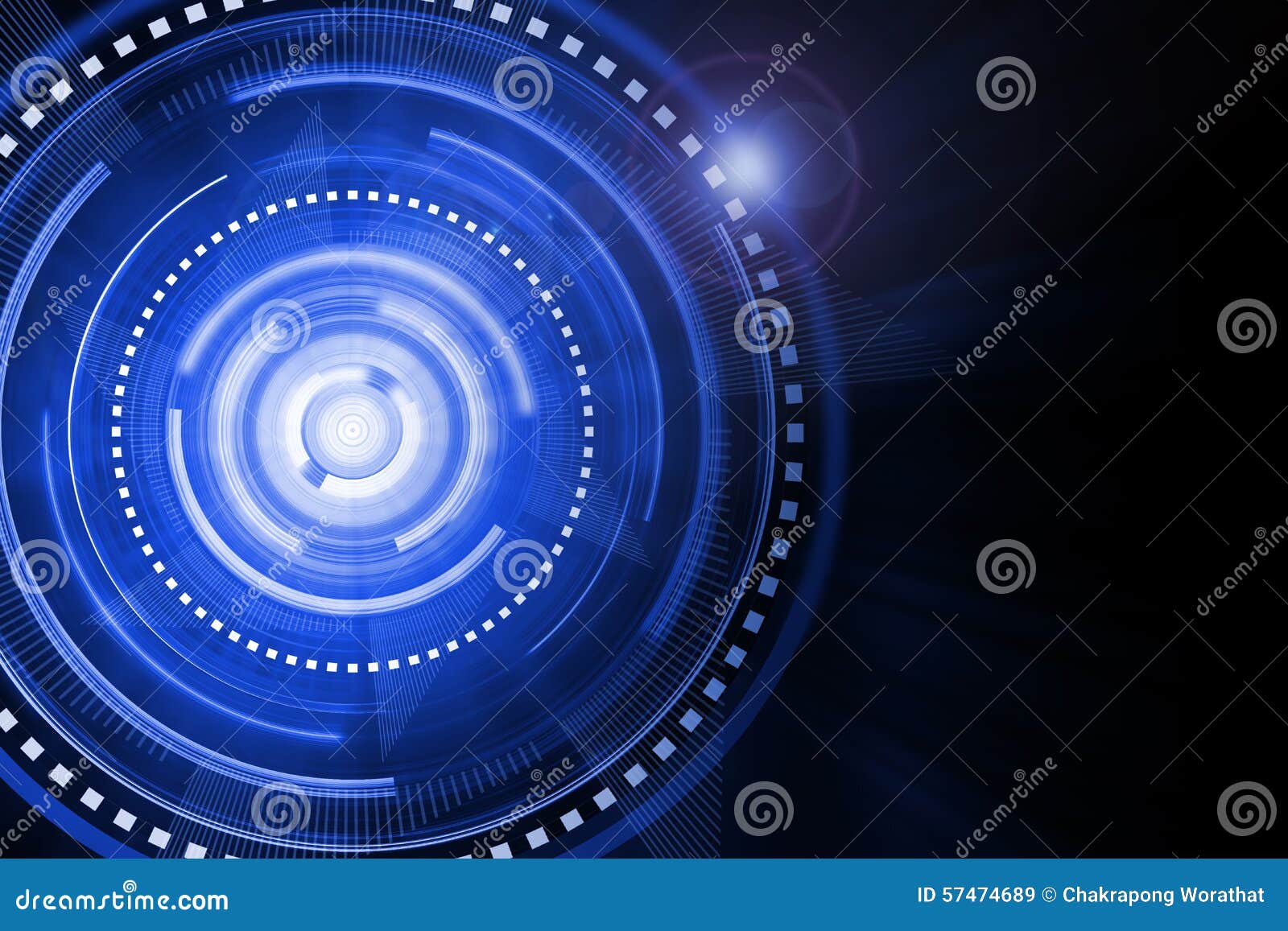 Abstract Blue Lighting Cog Time-machine Flare Background. Stock ...