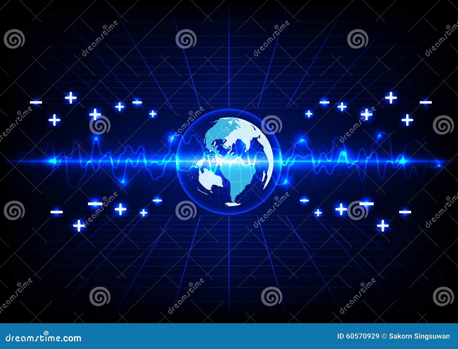 Abstract Blue Lighting and Globe Energy Technology Background.i Stock ...