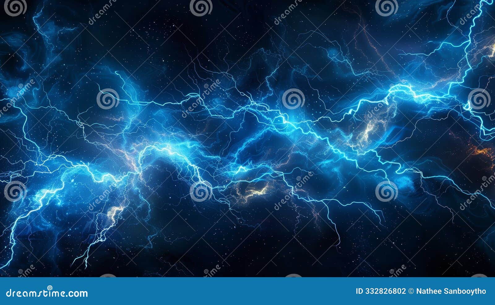 Abstract Blue Lightning Bolts on Dark Background. Dynamic Energy ...