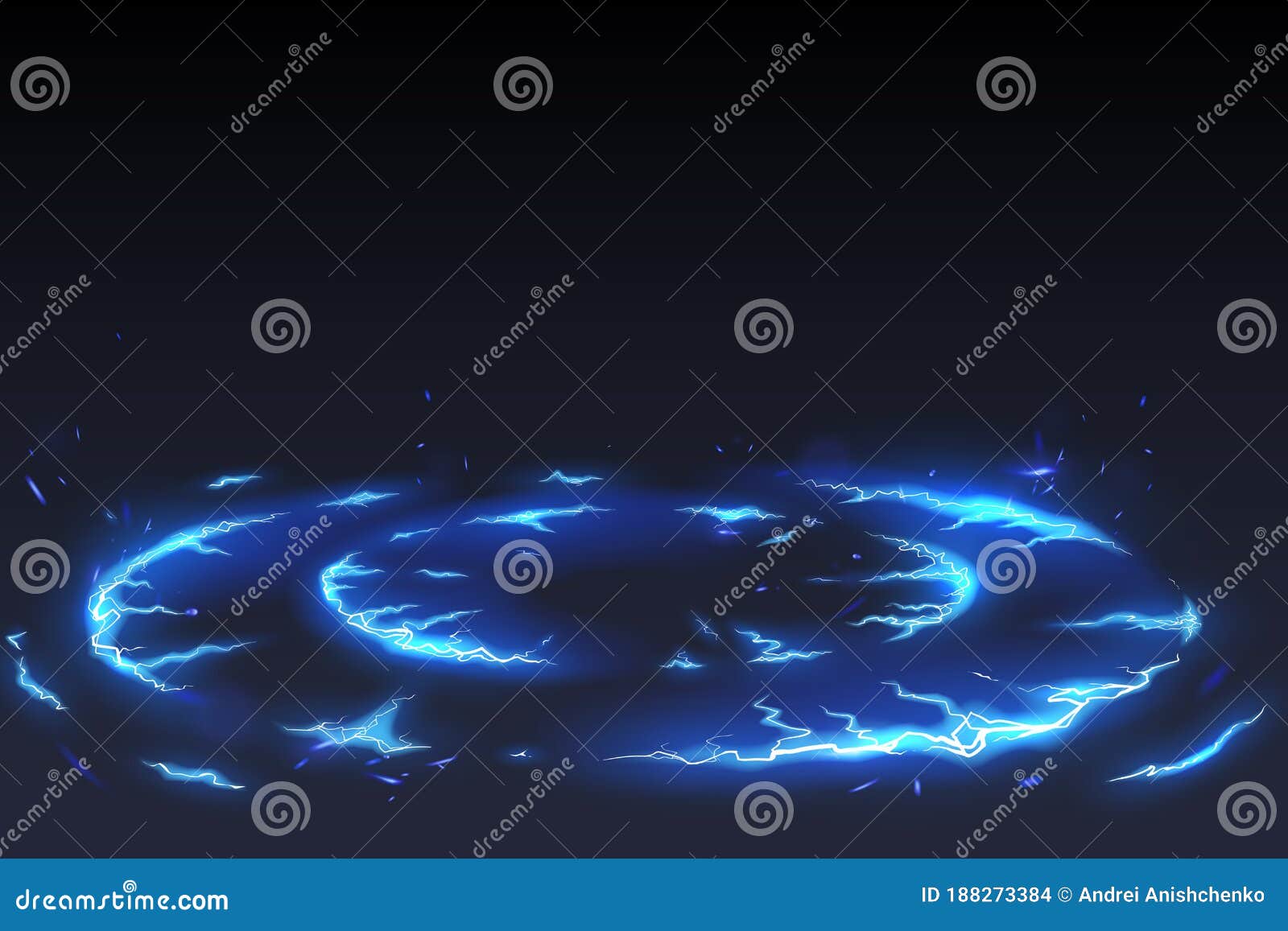 Abstract Blue Lightning Circle Background Stock Vector - Illustration ...