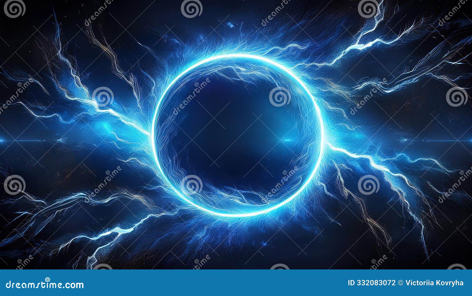 Abstract Blue Lightning Circle on Dark Backdrop. Mysterious Shape Stock ...