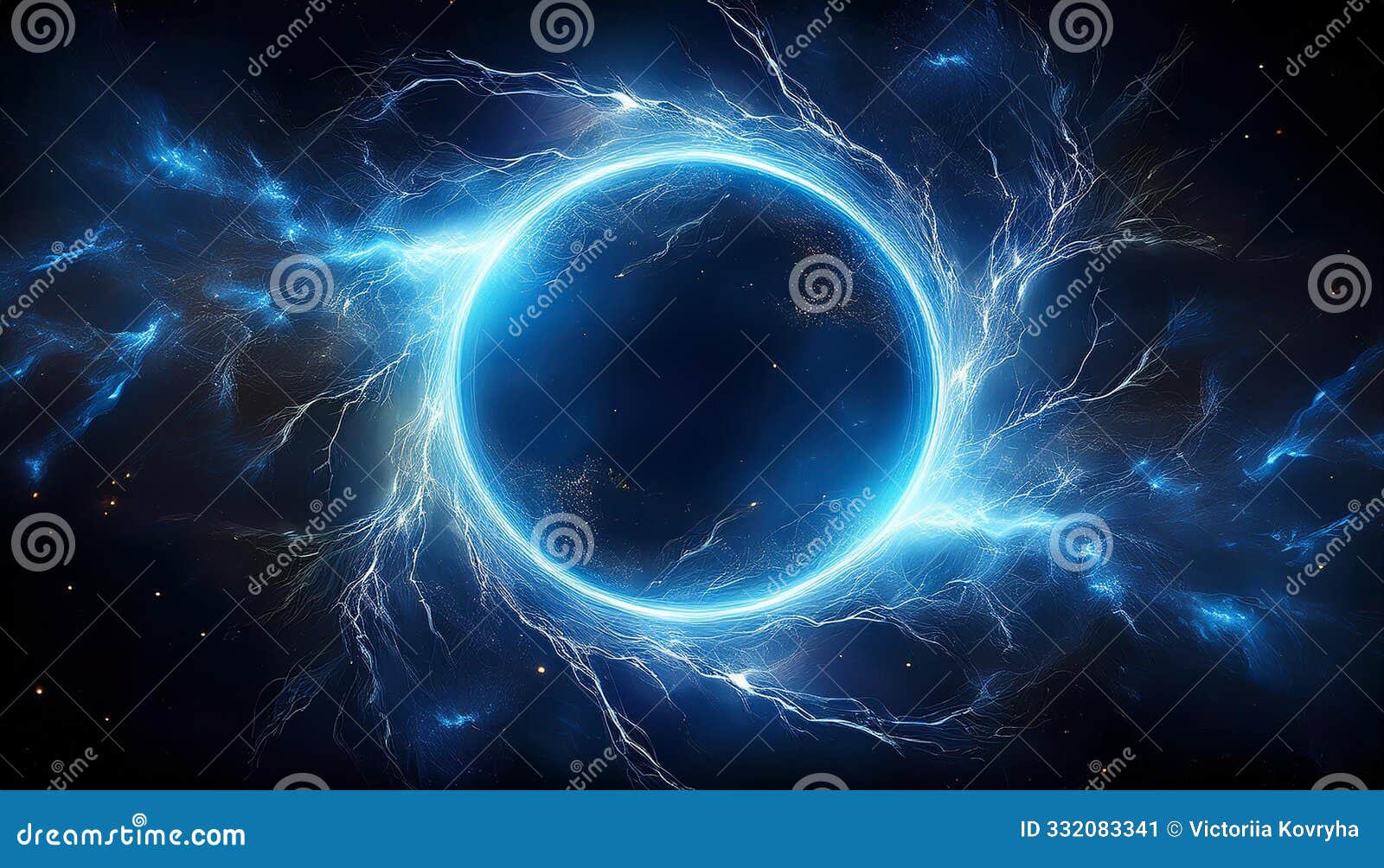 Abstract Blue Lightning Circle on Dark Backdrop. Mysterious Shape Stock ...