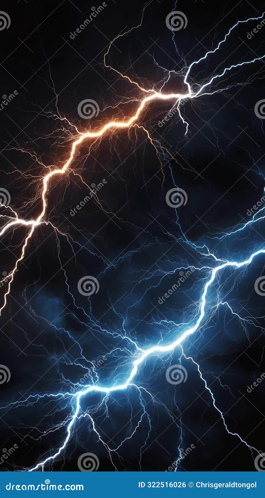Abstract Blue Lightning Design in Black Ai Generated Stock Illustration ...
