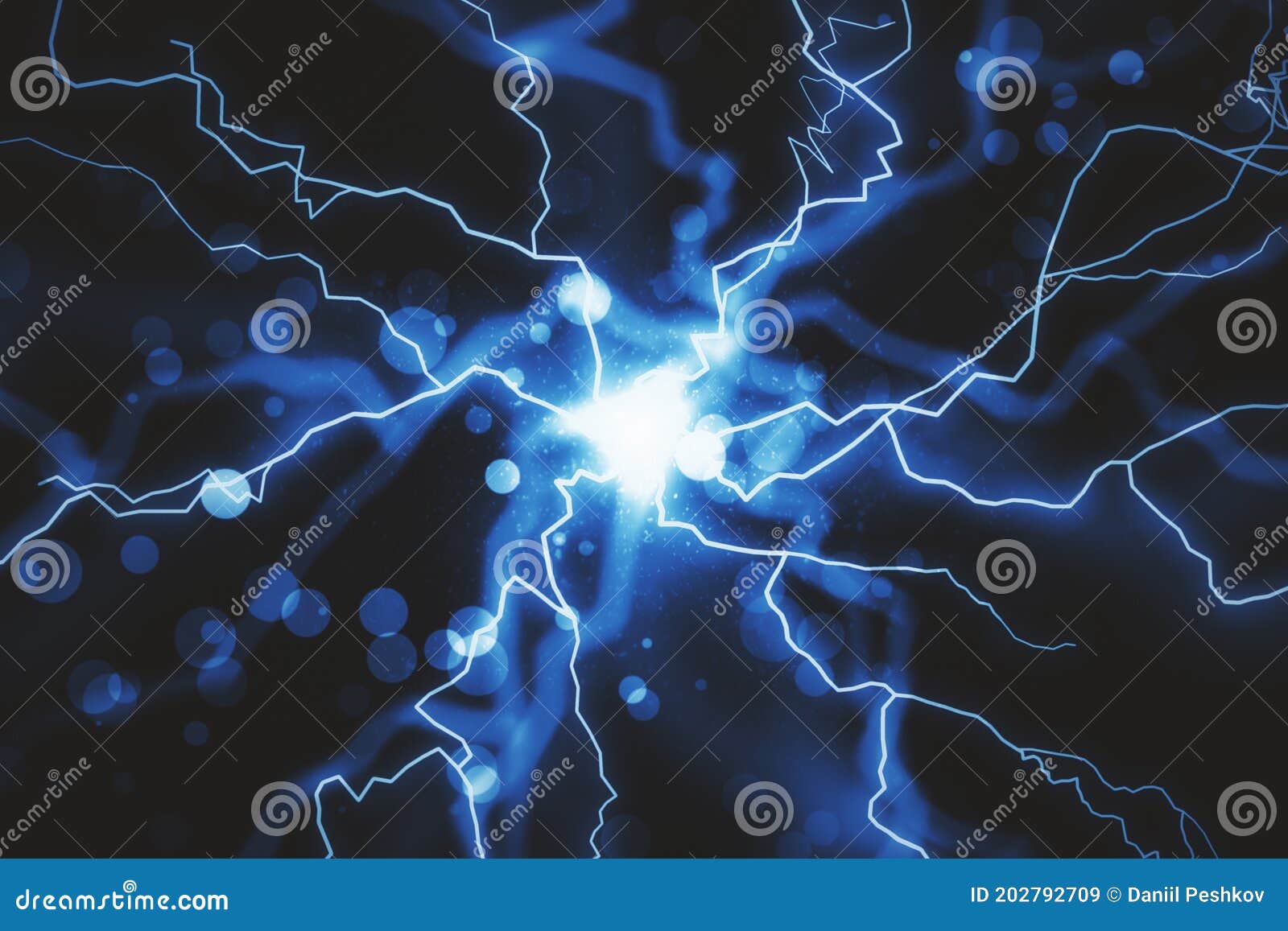 Abstract Blue Lightning Neon Background Stock Illustration ...
