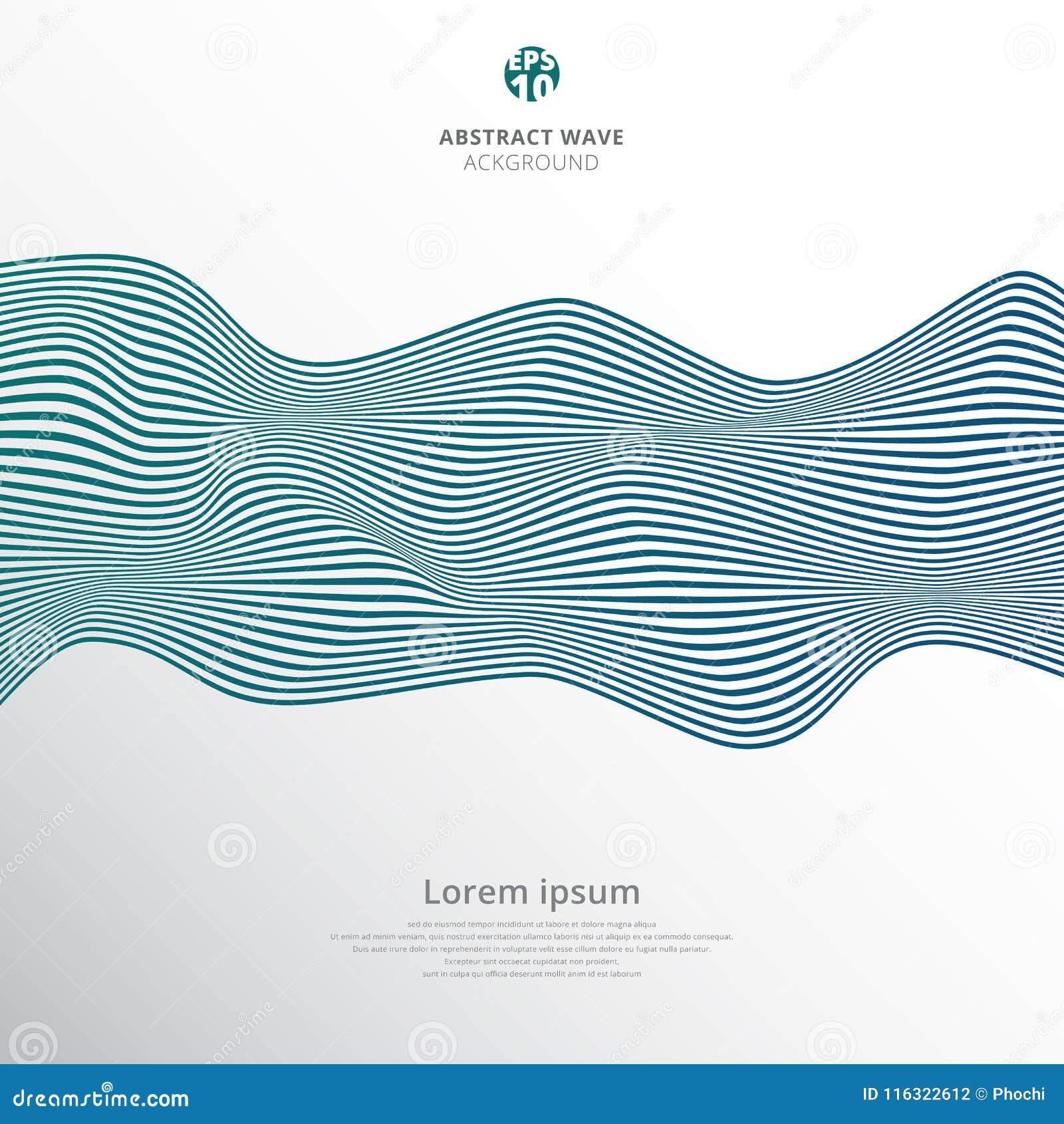 Abstract Blue Lines Wave Pattern on White Background. Stock Vector ...