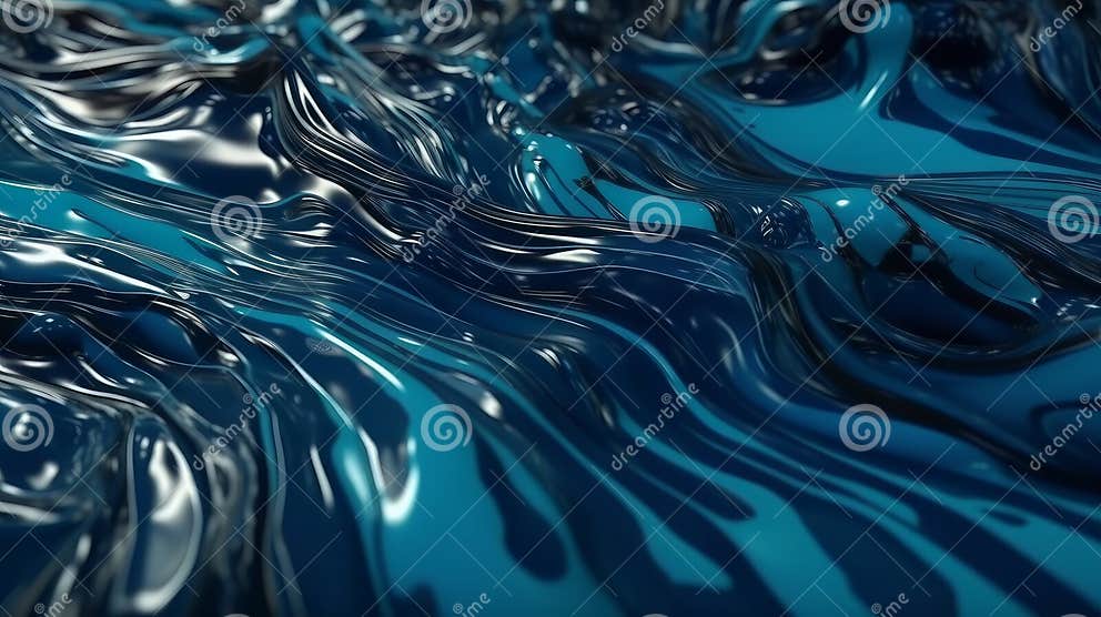 Abstract Blue Liquid Metal Background. Generative Ai Stock Image ...