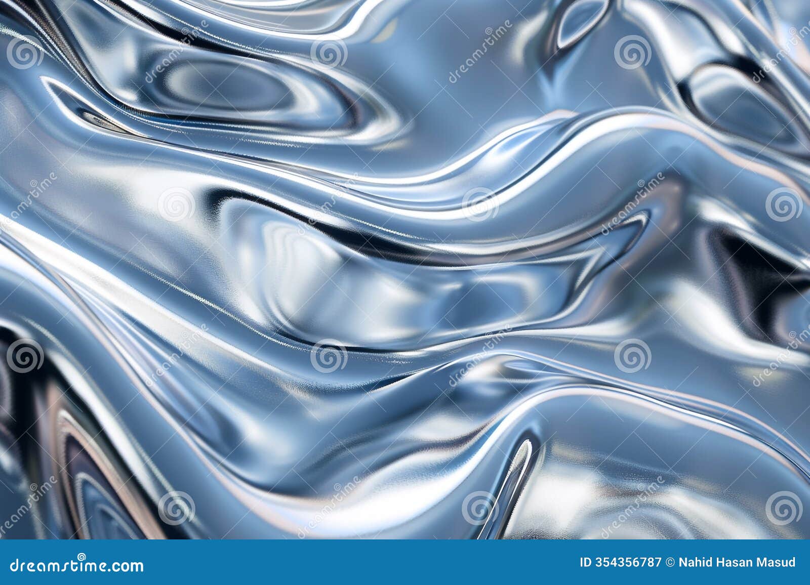 Abstract Blue Liquid Metal Texture Swirling Shiny Reflective Surface ...