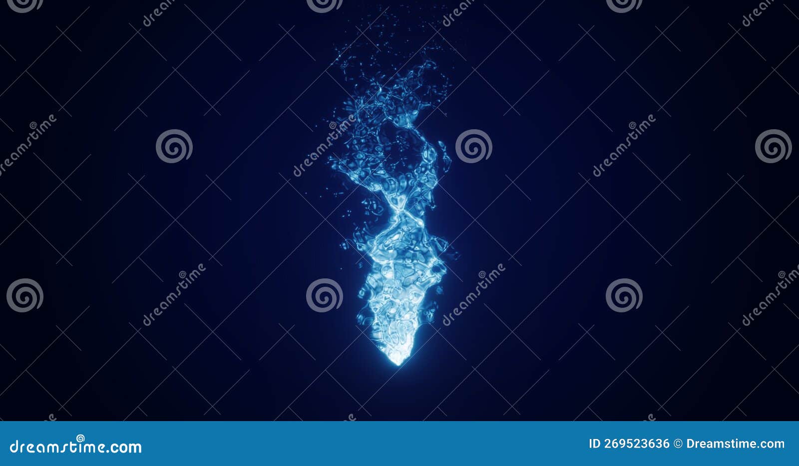 Abstract Blue Liquid Water Glowing with Magical Energy on a Dark ...