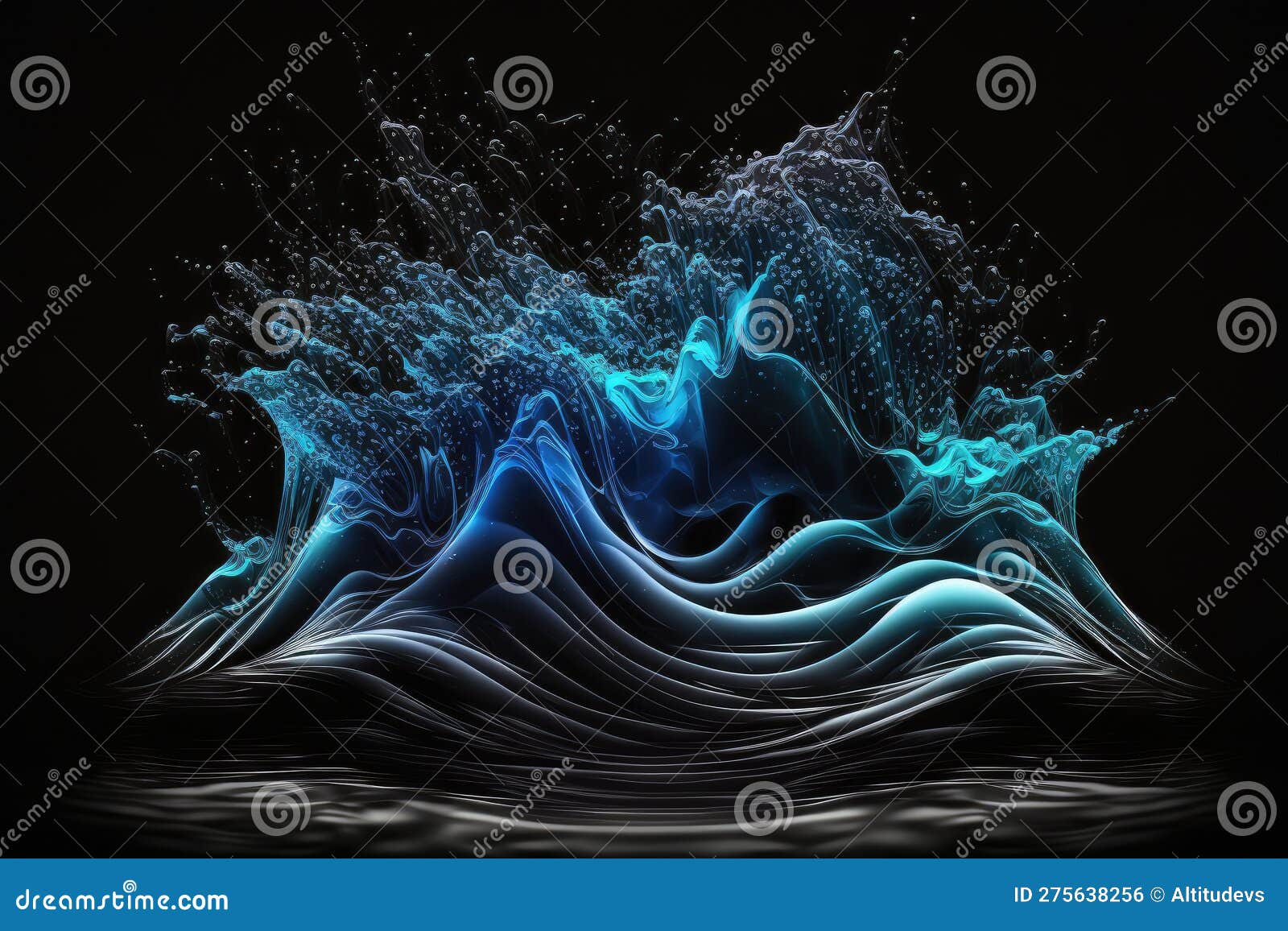 Abstract Blue Liquid Wave on Black Background Stock Photo - Image of ...