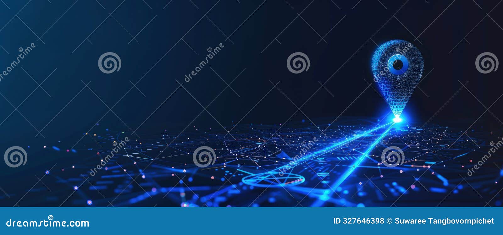 Abstract Blue Location Point or Map Pin on Path Digital Marketing ...