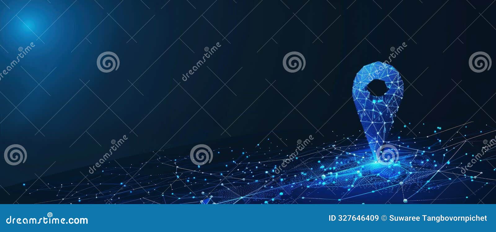 Abstract Blue Location Point or Map Pin on Path Digital Marketing ...