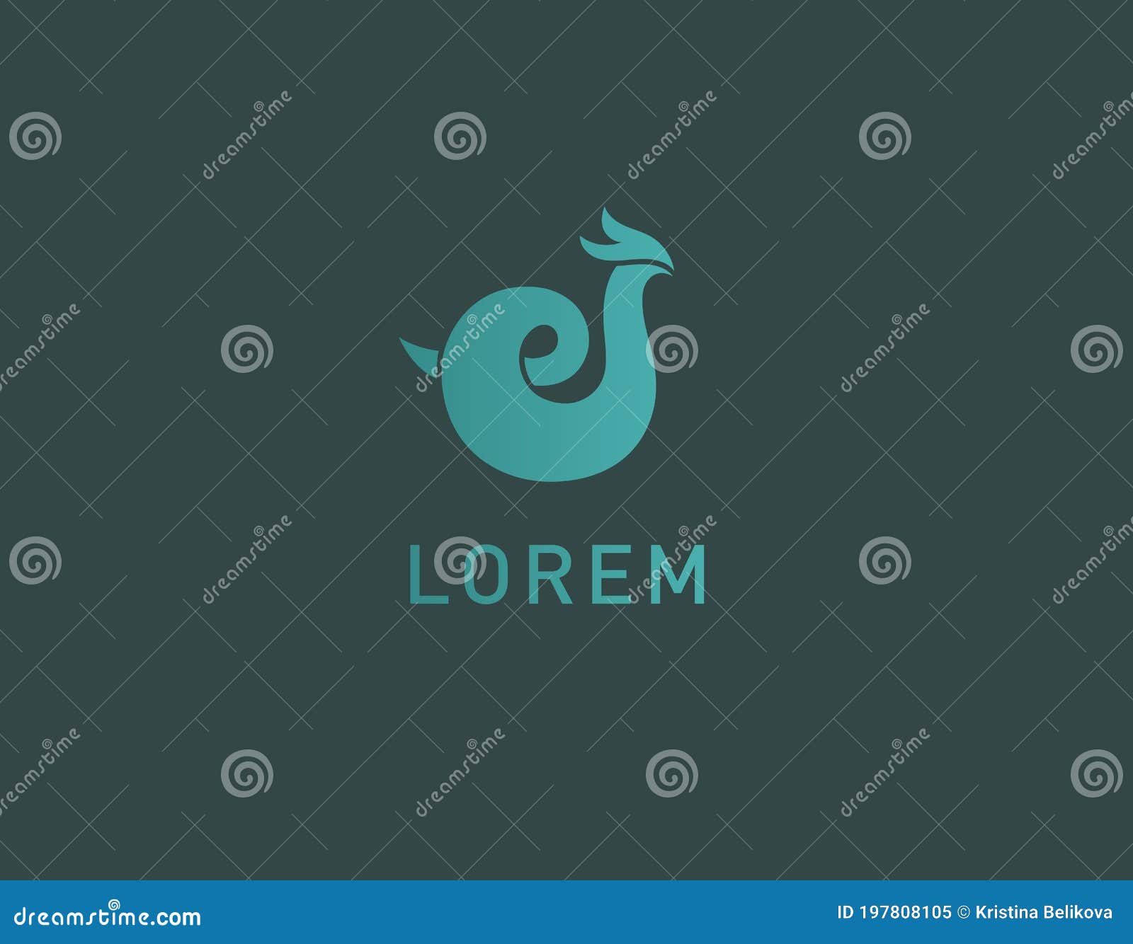 Abstract Blue Logo Mythical Creature Snake and Bird Stock Vector ...