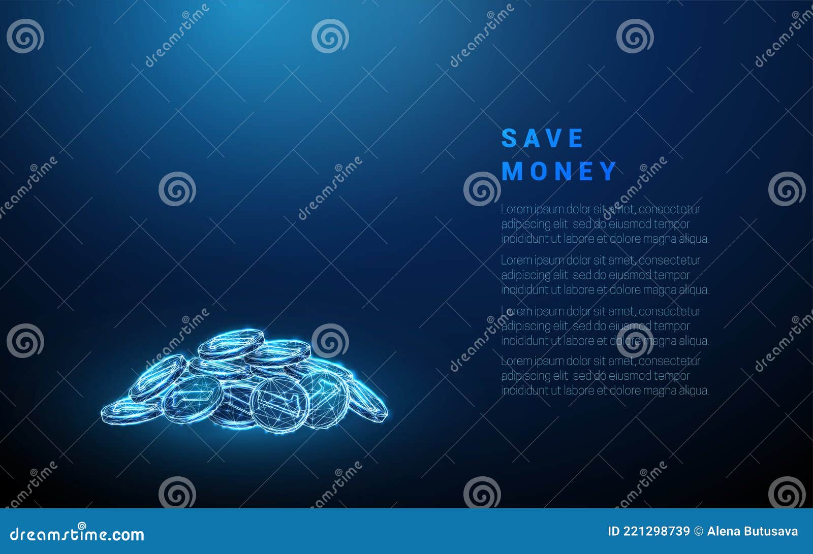 Abstract Blue Low Poly Style Coins Pile Stock Vector - Illustration of ...