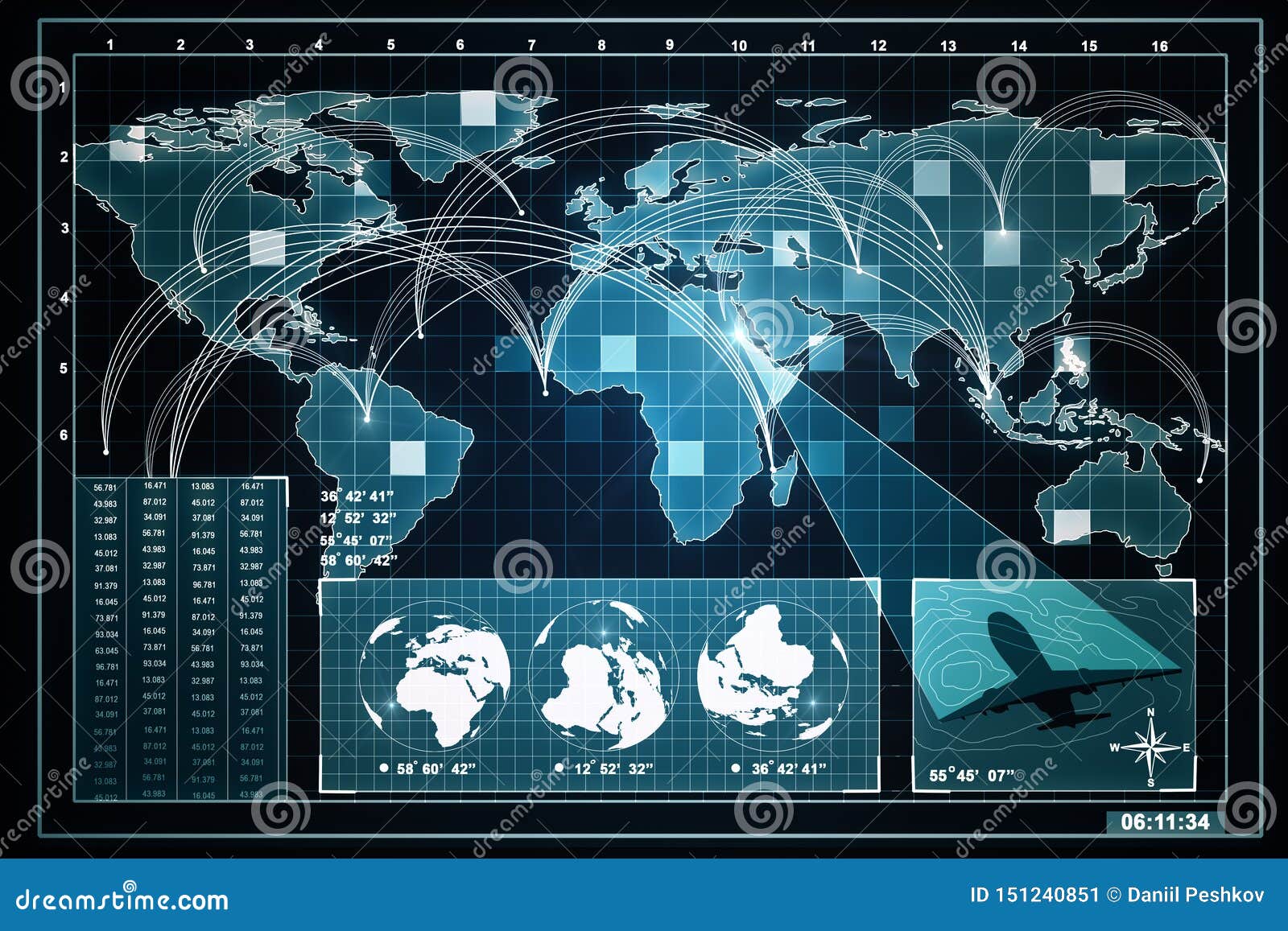 Abstract blue map stock illustration. Illustration of monitor - 151240851