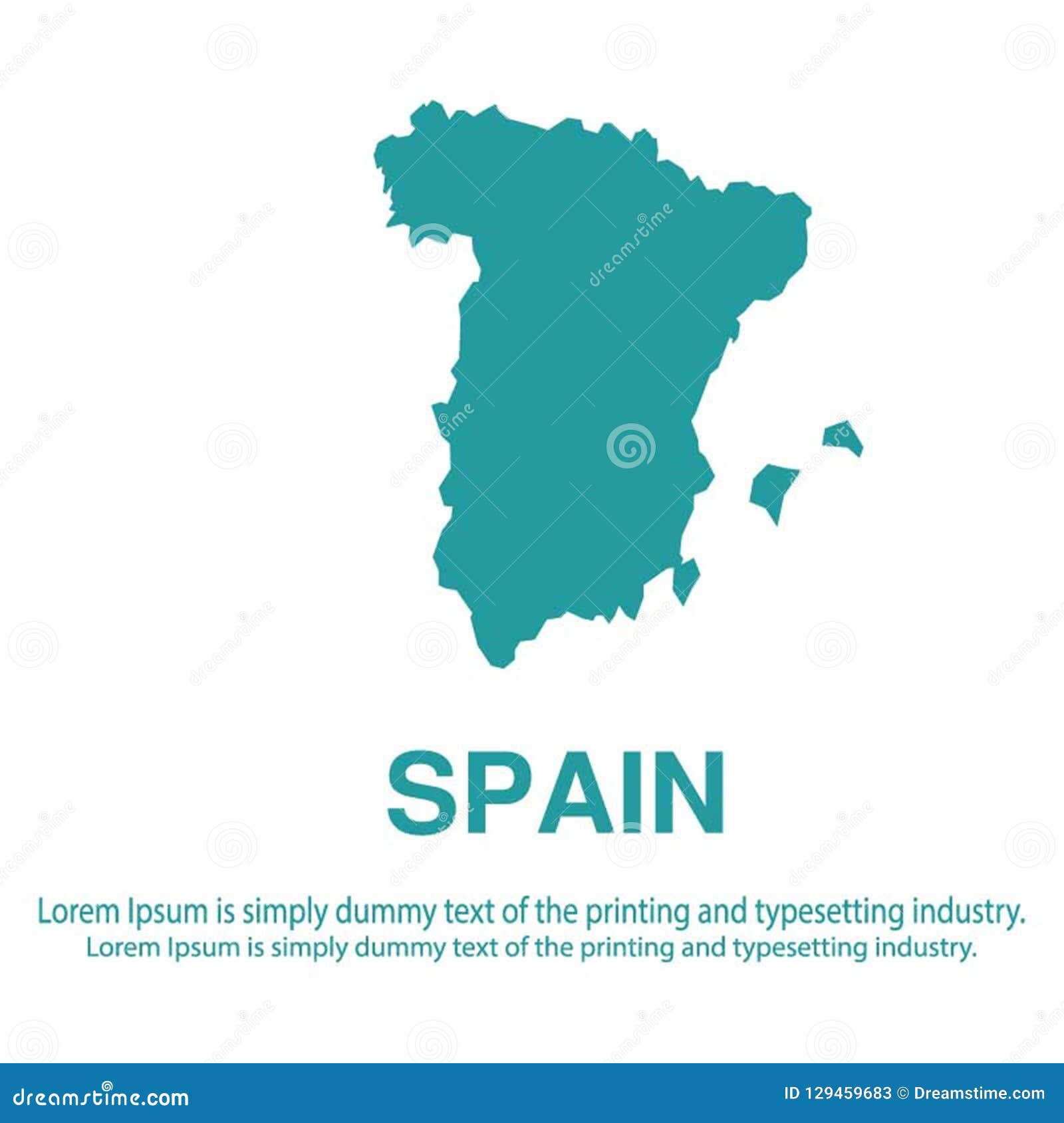 Abstract Blue Map of Spain with White Background Flat Style.global ...