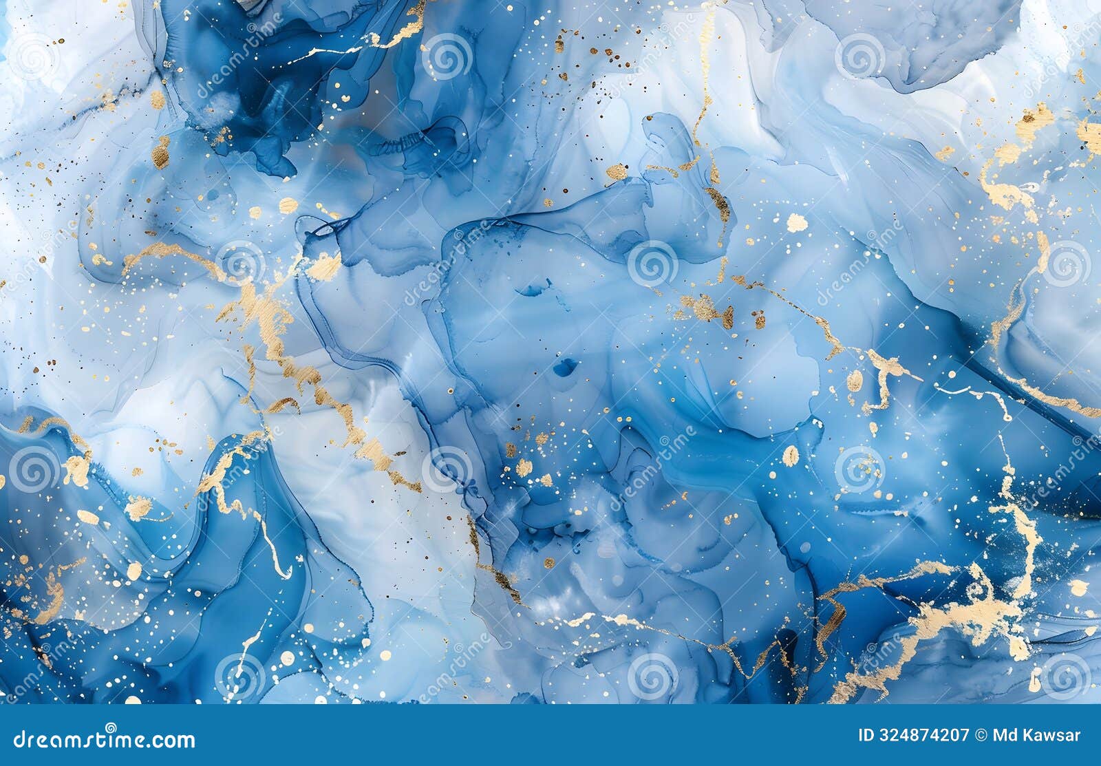 Abstract Blue Marble Pattern with Gold Glitter Stock Illustration ...