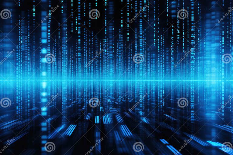 Abstract Blue Matrix Digital Technology Background, Computer Generated Abstract Background, 3D ...