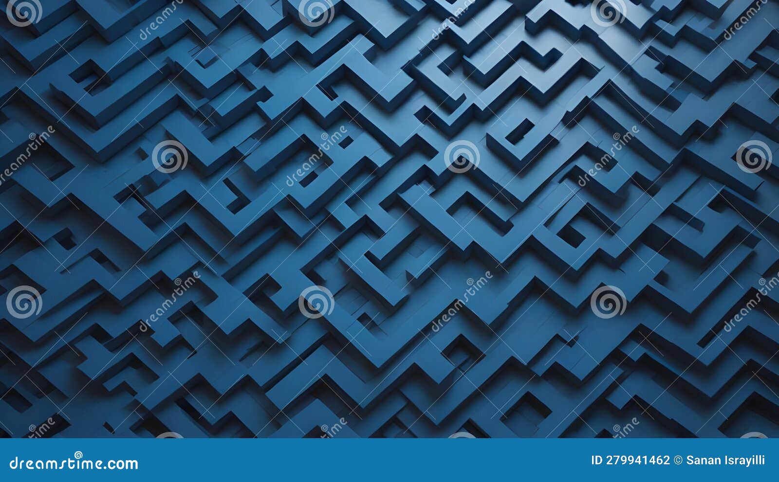 Abstract Blue Maze Background. Futuristic Shape Stock Illustration ...
