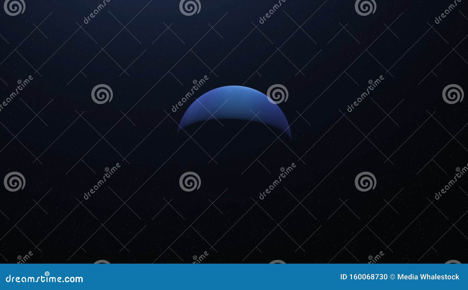 Abstract Blue Mercury Planet Rotating in Dark Endless Outer Space ...