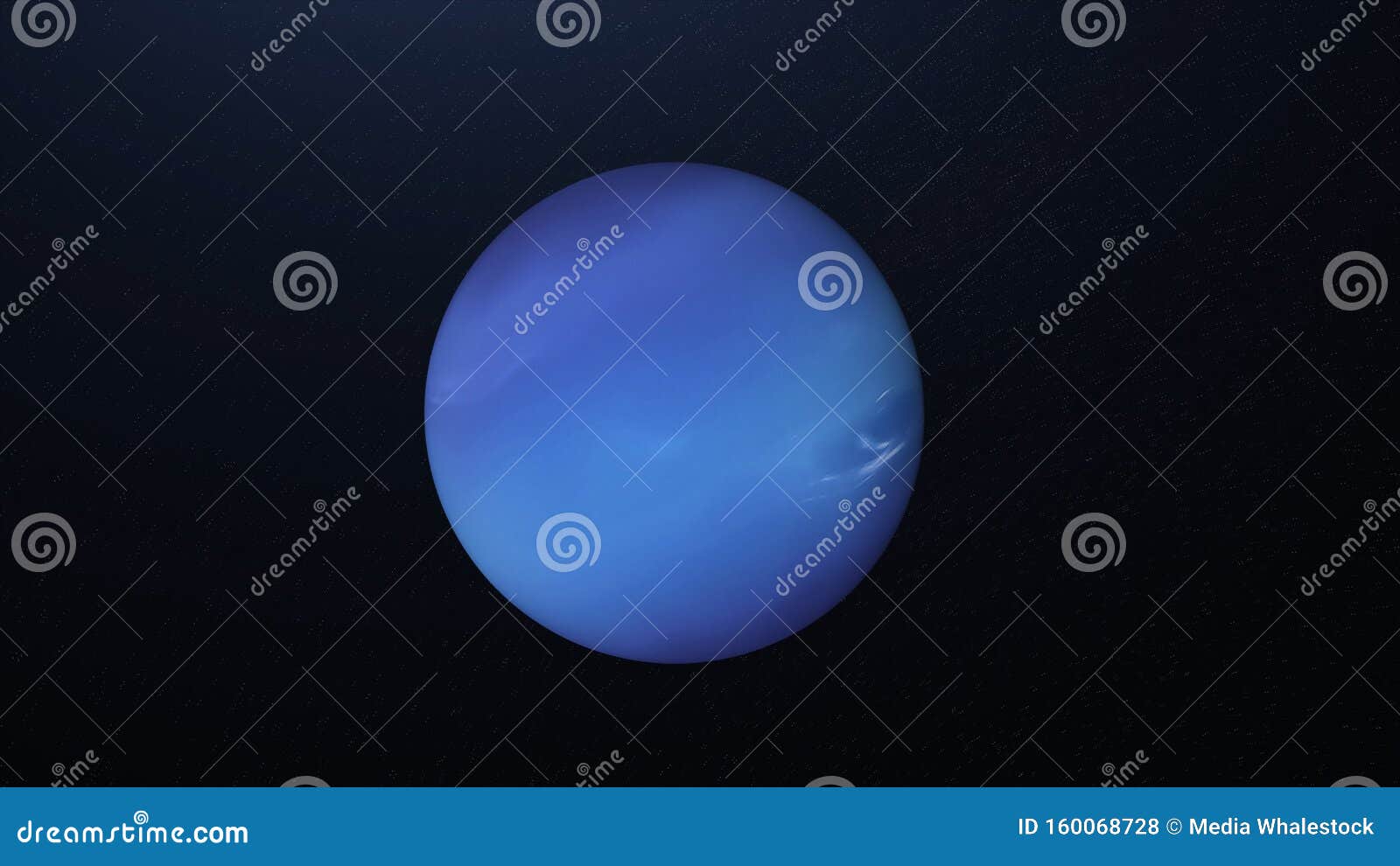 Abstract Blue Mercury Planet Rotating in Dark Endless Outer Space ...