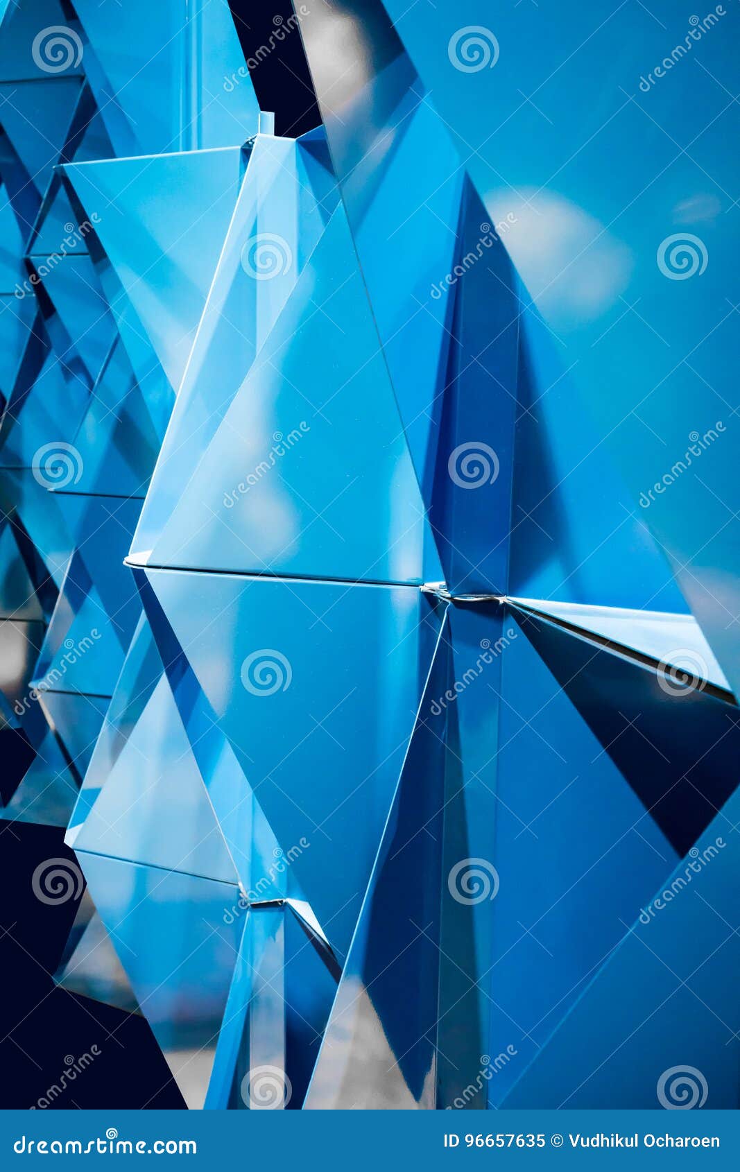 Abstract Blue Metal 3D-triangle Design Partition for Interior De Stock ...