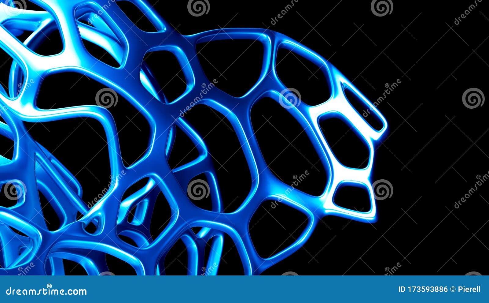 Abstract Blue Metal Mesh on a Black Background. 3d Illustration, 3d ...