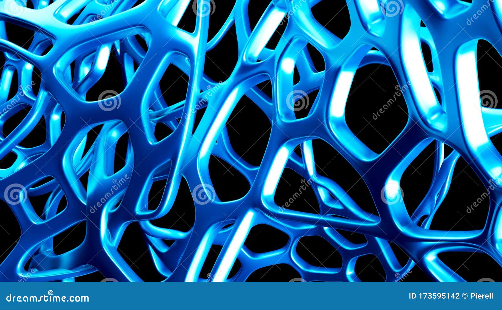 Abstract Blue Metal Mesh on a Black Background. 3d Illustration, 3d ...