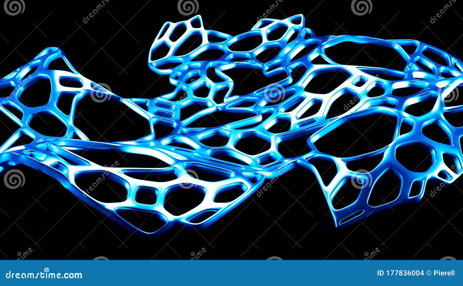 Abstract Blue Metal Mesh on a Black Background. 3d Illustration, 3d ...